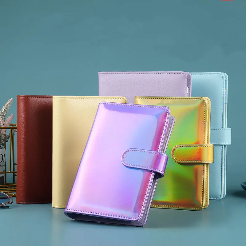 2022 A6/a5 Macaroon Laser Color Pu Leather Diy Binder Notebook Cover ...
