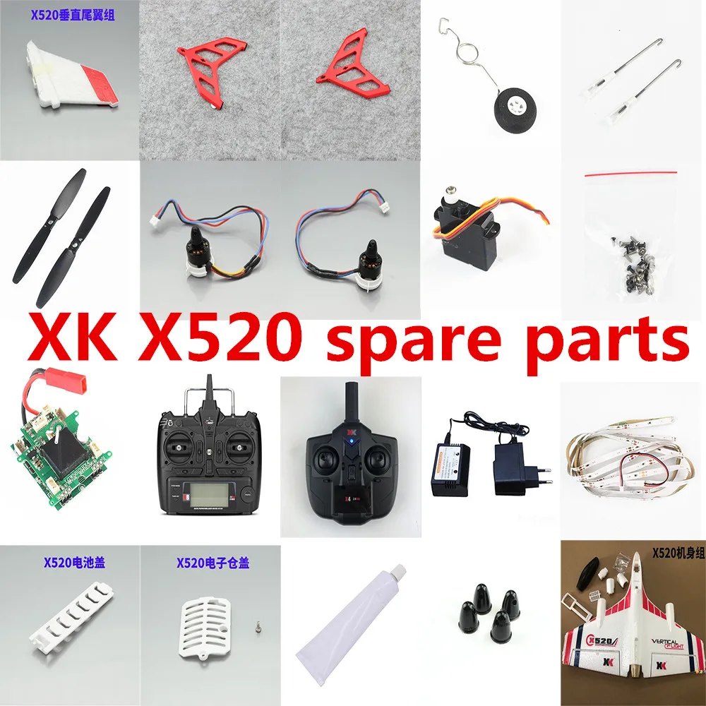 Wltoys XK X520 RC plane Spare parts blade motor Landing gear servo Receiver charger Screw remote ...