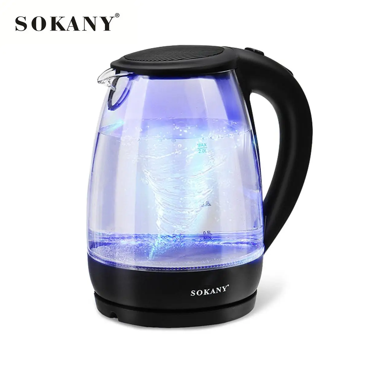 SOKANY 2000W Electric Water Kettle Glass Automatic Water Kettle Water ...