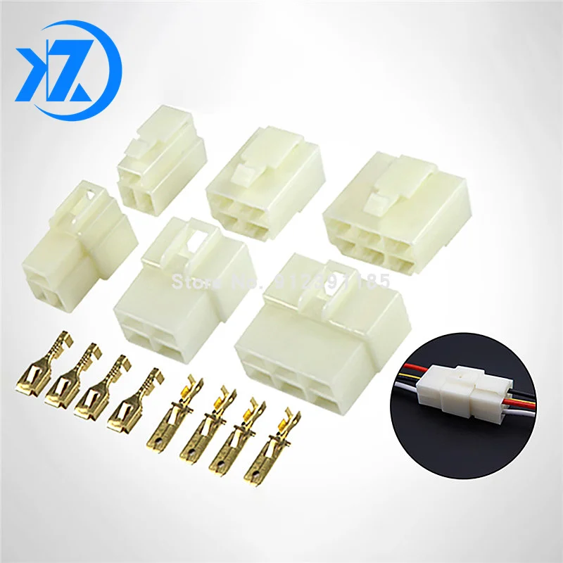 10 set 6.3mm connector 1P/2P/3P/4P/6P/9P pin Electrical 6.3 Connector ...