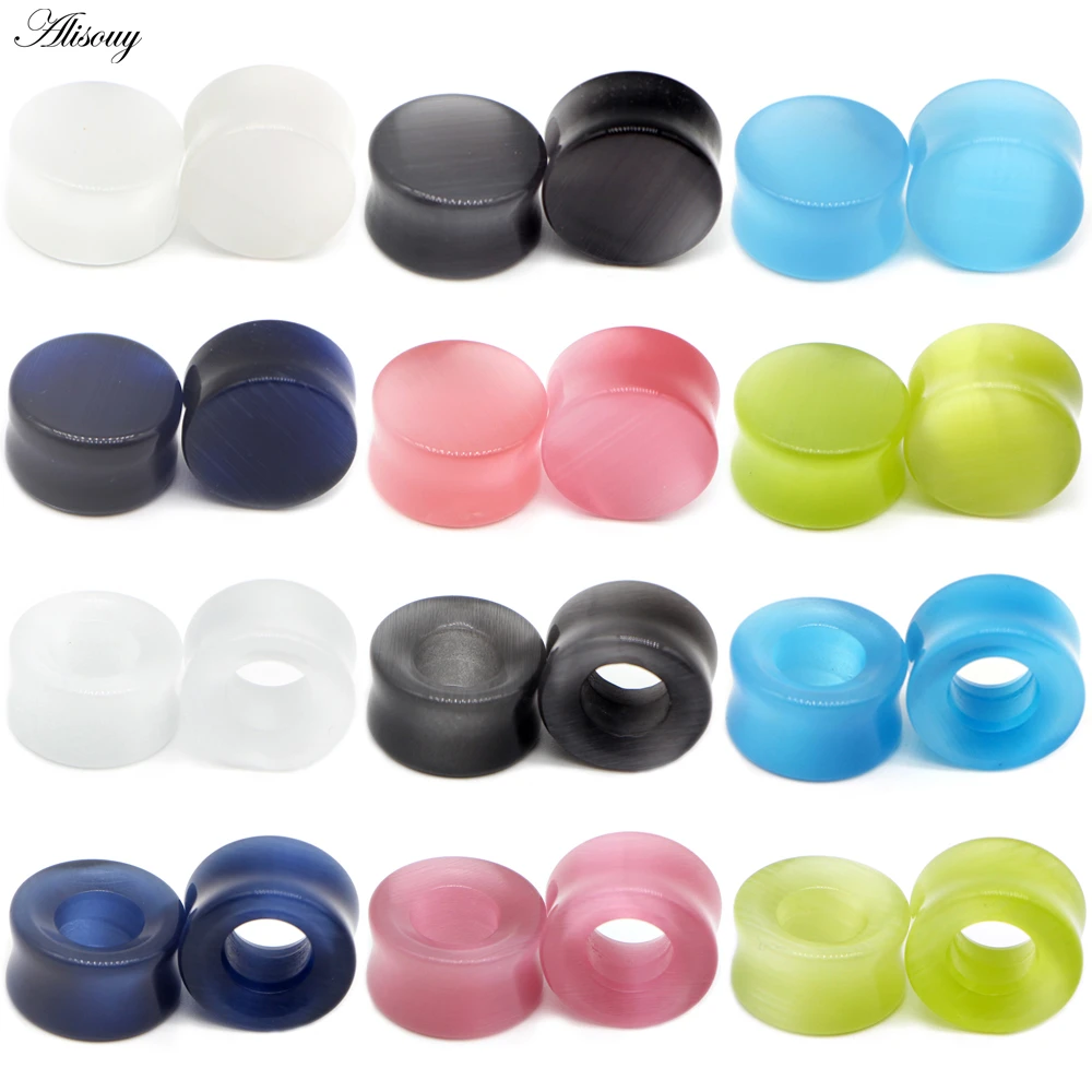 Alisouy 2pcs Fashion Ear Tunnels Earring Gauges Nature Stone Piercing ...