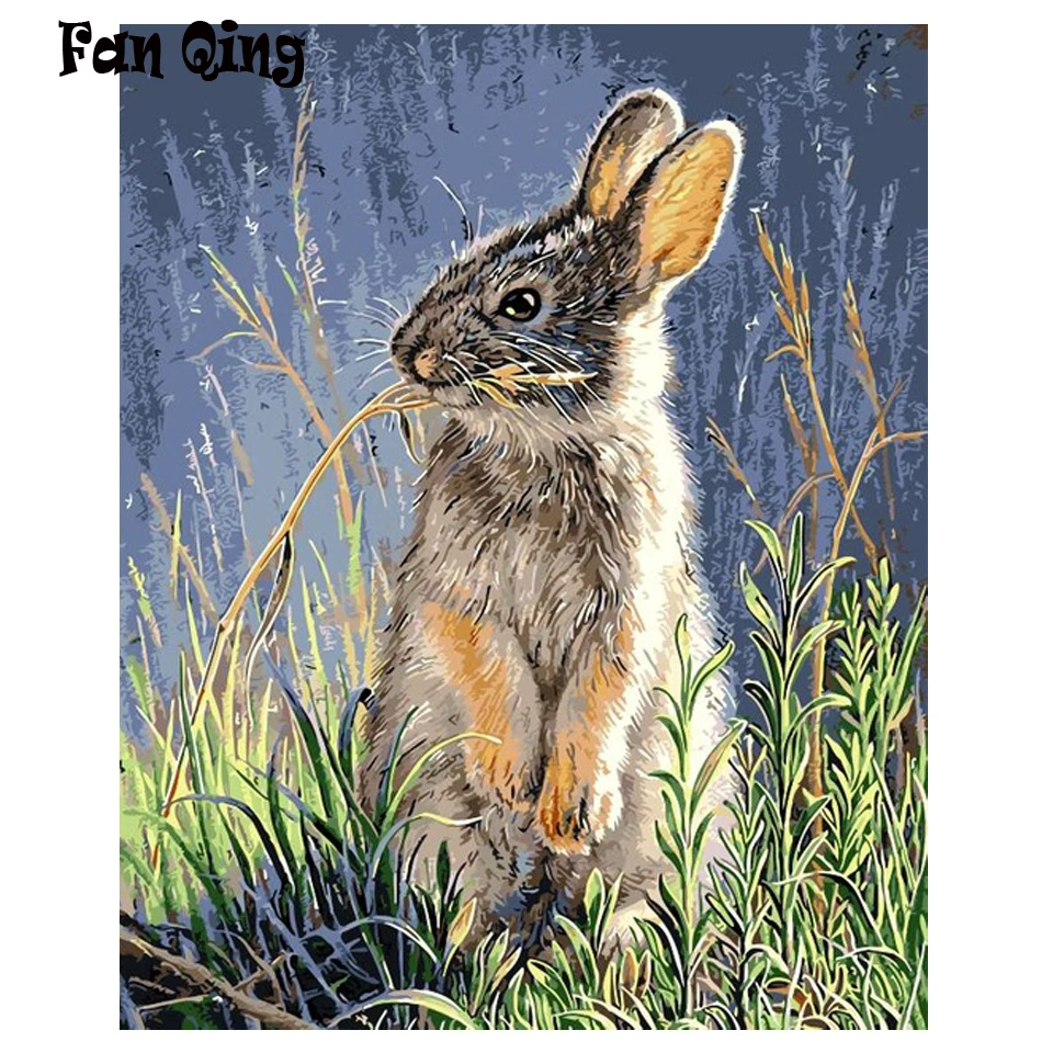 5D DIY Diamond Painting Rabbit Diamond Mosaic Cross stitch Square/round ...