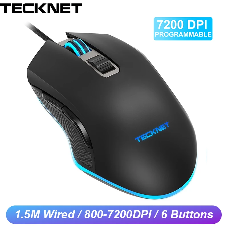 TeckNet 컴퓨터 게임용 마우스 7200 인치 당 점 프로그래밍 가능한 마우스 유선 컴퓨터 마우스 게임용 마우스 PC 게임용 ...