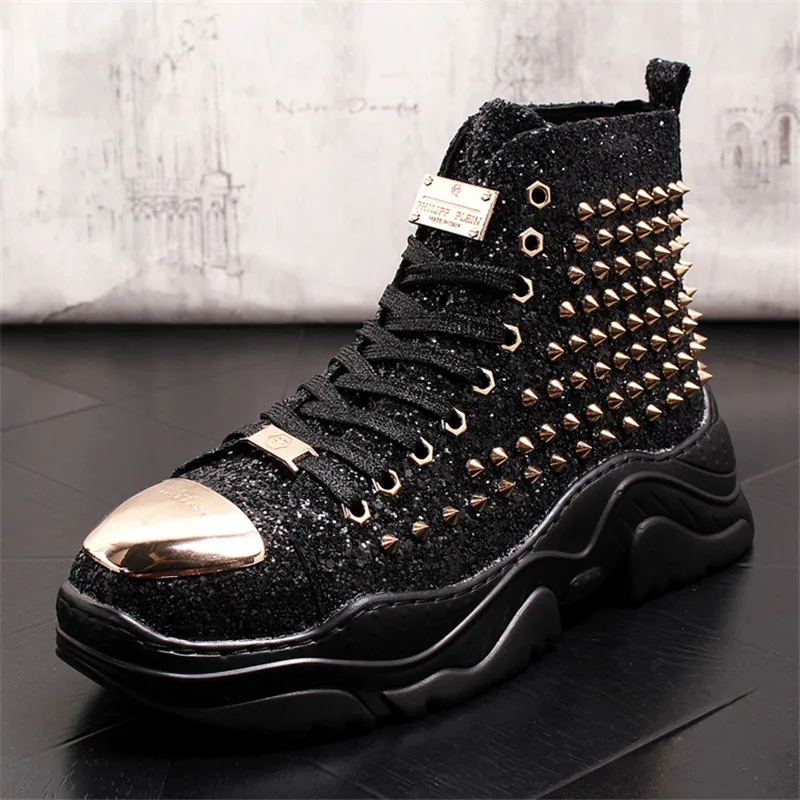 Fashion Wild Punk Sneakers Luxury Rivet Men Casual Platform Shoes Rock ...