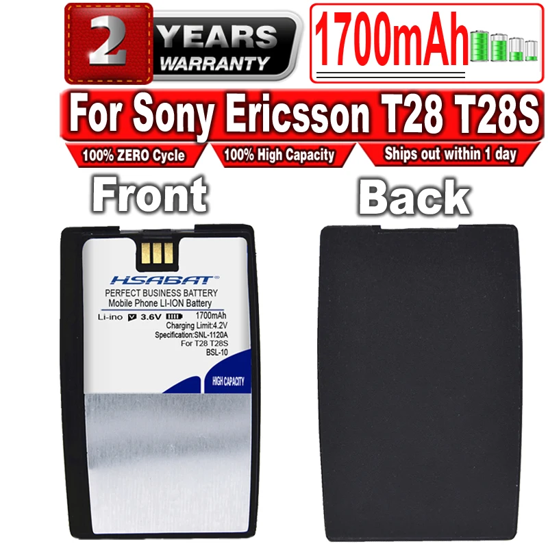 HSABAT 1700mAh BSL10 BSL 10 Battery for Sony Ericsson T28 T28S T28SC ...