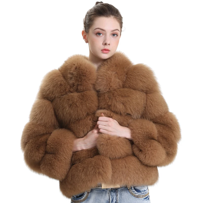 Maomaohair casaco de pele de raposa real, jaqueta feminina espessa e quente de pele natural de ...