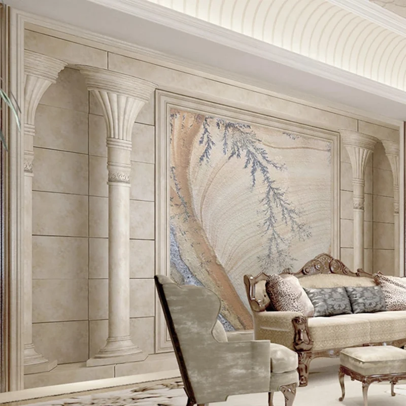 Custom-3D-Photo-Murals-European-Style-3D-Roman-Column-Marble-Oil ...