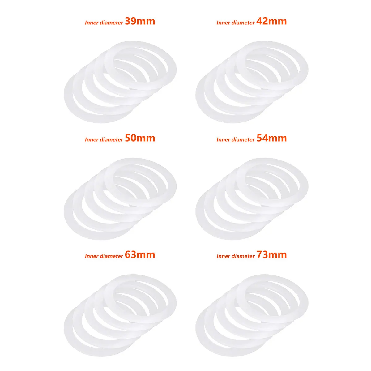 5Pcs White Soft Flexible Replacement Silicone Gaskets Washers Sealing ...