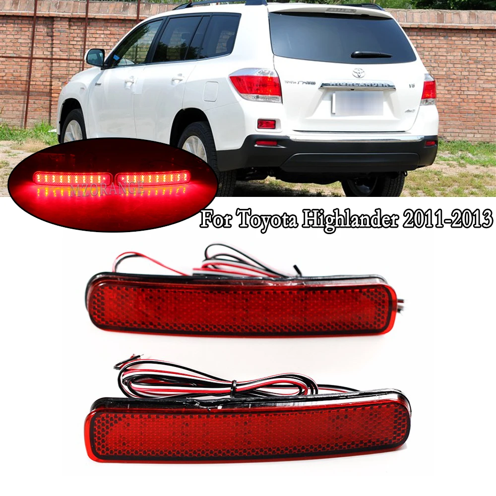 2pcs Led Rear Bumper Reflector Brake Light For Toyota Highlander 2011 ...