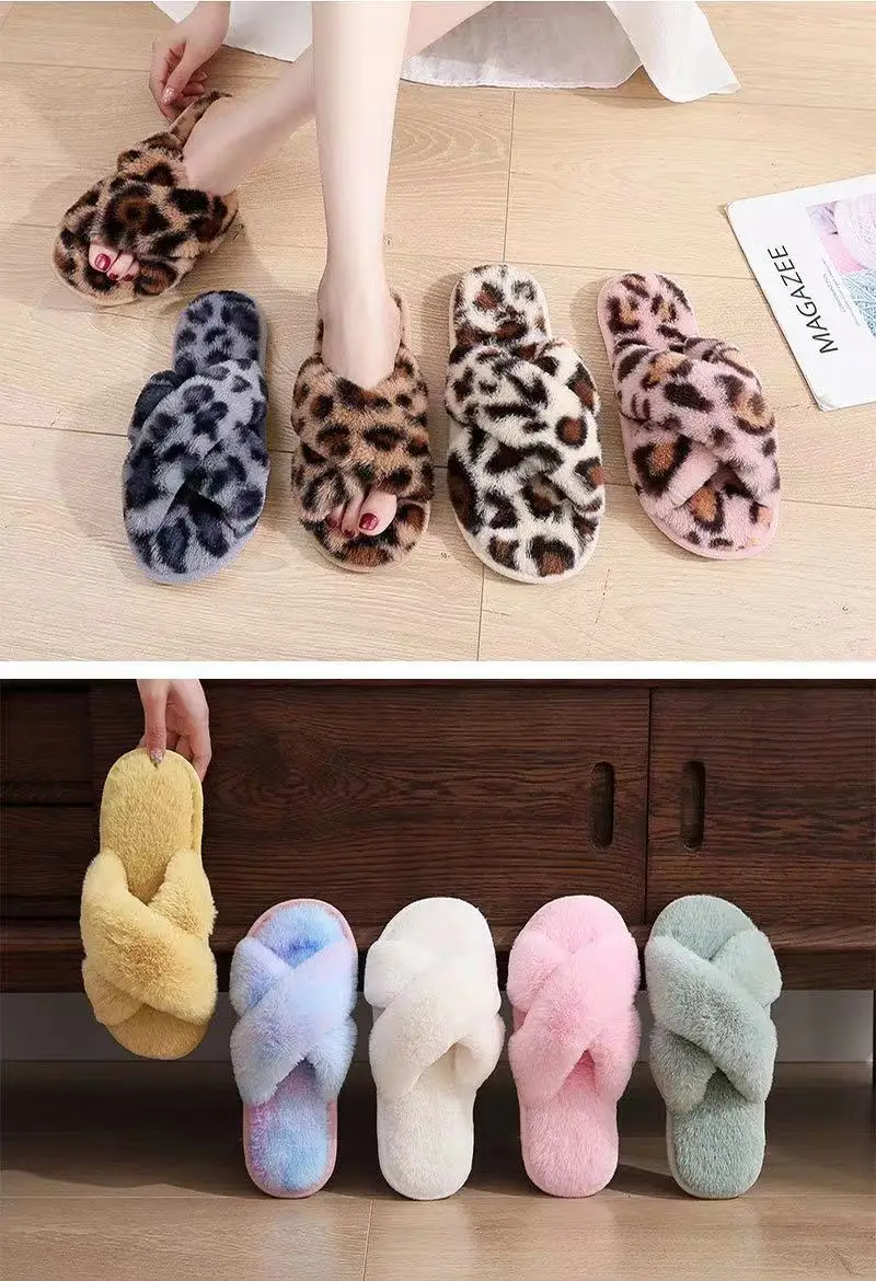 The New 2021 Women's Plain Color Leopard Print Cross Hair Mop Fashion ...