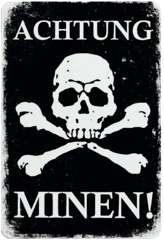 Plaque Attention Mines | Metal Sign German | Metal Signs Yard | Metal ...