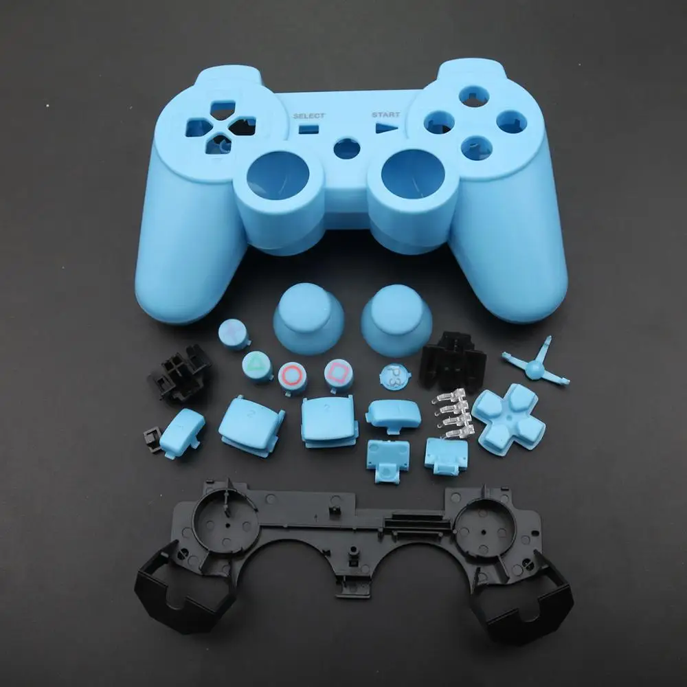 White Ps3 Controller With Blue Buttons