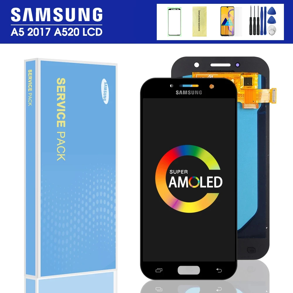 Original 5.2" Super Amoled Lcd For Samsung Galaxy A5 2017 A520 A520f Sm ...