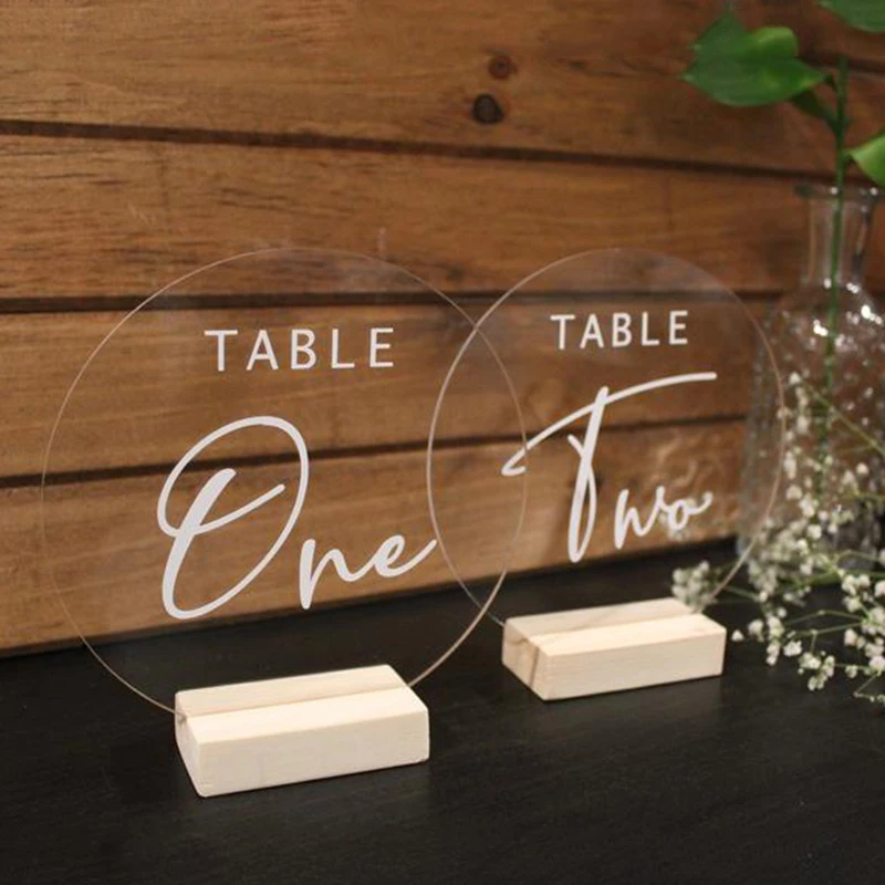Acrylic Round Table Sign With Stand Wedding Table Number Geometric ...