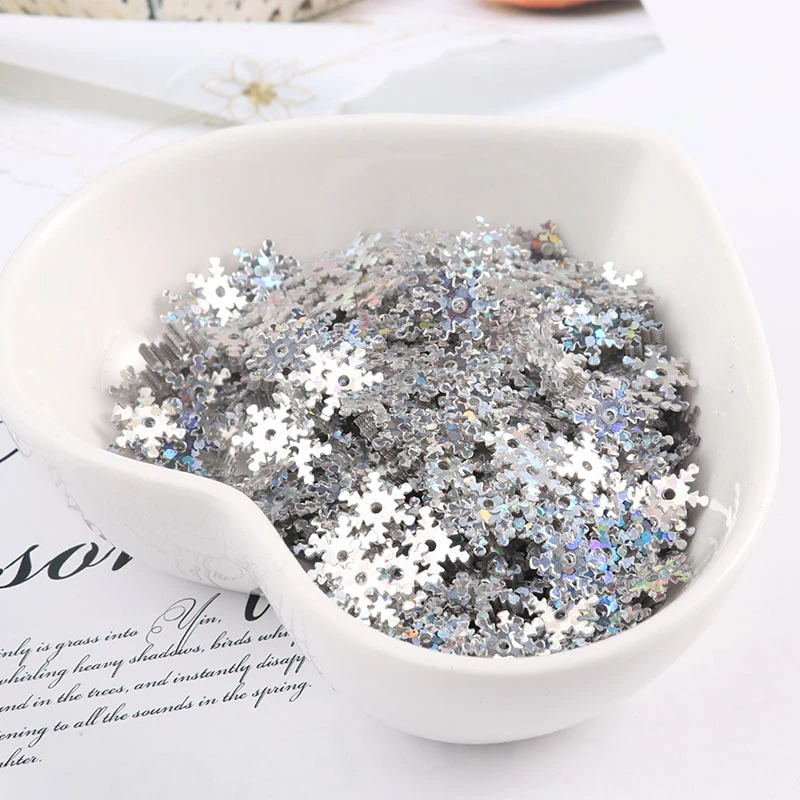 10g/Pack Diameter 8mm 10mm Snowflake Sequins With 1 Center Hole ...