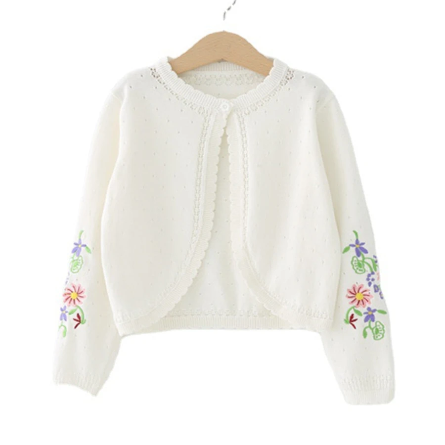White Children Girls Cardigan Sweater Embroidery 100% Cotton Girls ...