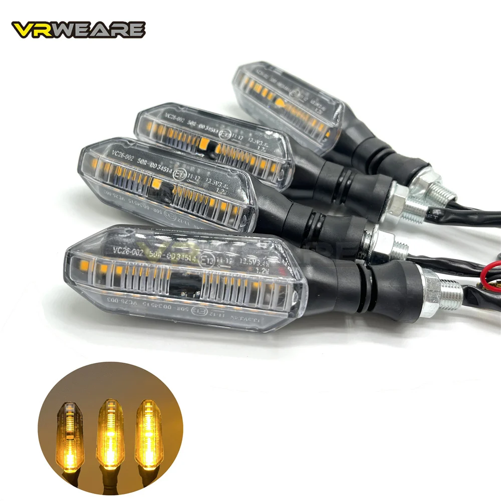 4pcs Motorcycle Turn Signals Lights 12 Leds Water Flowing Indicator ...