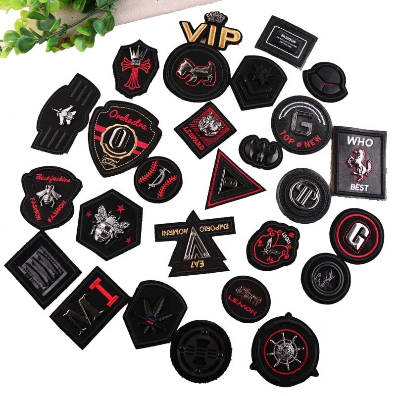 T-N DIY Sewing Leather Black Metal 3D Embroidery Garment Cool Patch ...