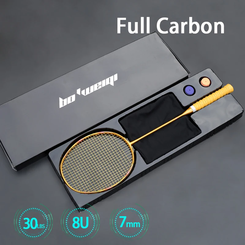 Super-Light-8U-Carbon-Fiber-Strung-Badminton-Rackets-With-Strings-Bags ...