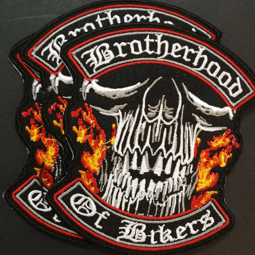 Motor-Brotherhood-PATCHES-BADGES-Embroidered-Iron-On-Skull-BIKER ...