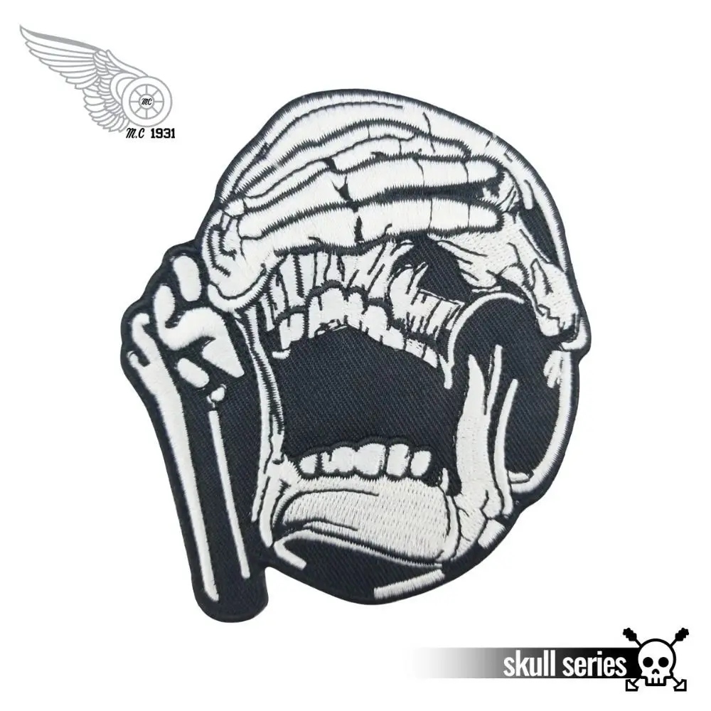 See No Evil Skull Iron on Motorcycle Biker Club MC Back Jacket Vest ...