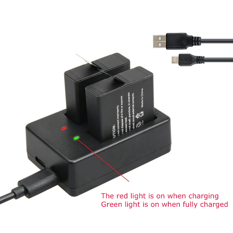Double Dual Port Slot Battery Charger For Go Pro Gopro Hero 5 6 7 Black ...