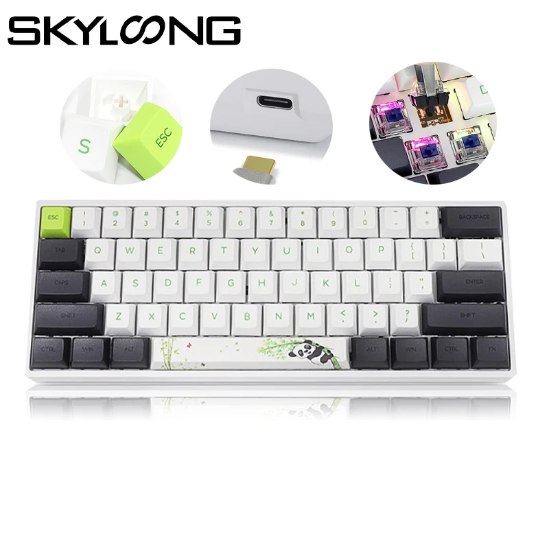 Skyloong Sk61s Panda 60% Mini Hot Swap Mechanical Keyboard Rgb Pbt ...