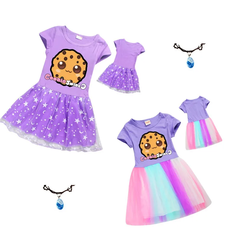 New Kids Dresses For Girls Cute Cartoon Print Cookie Swirl C Clothes ...
