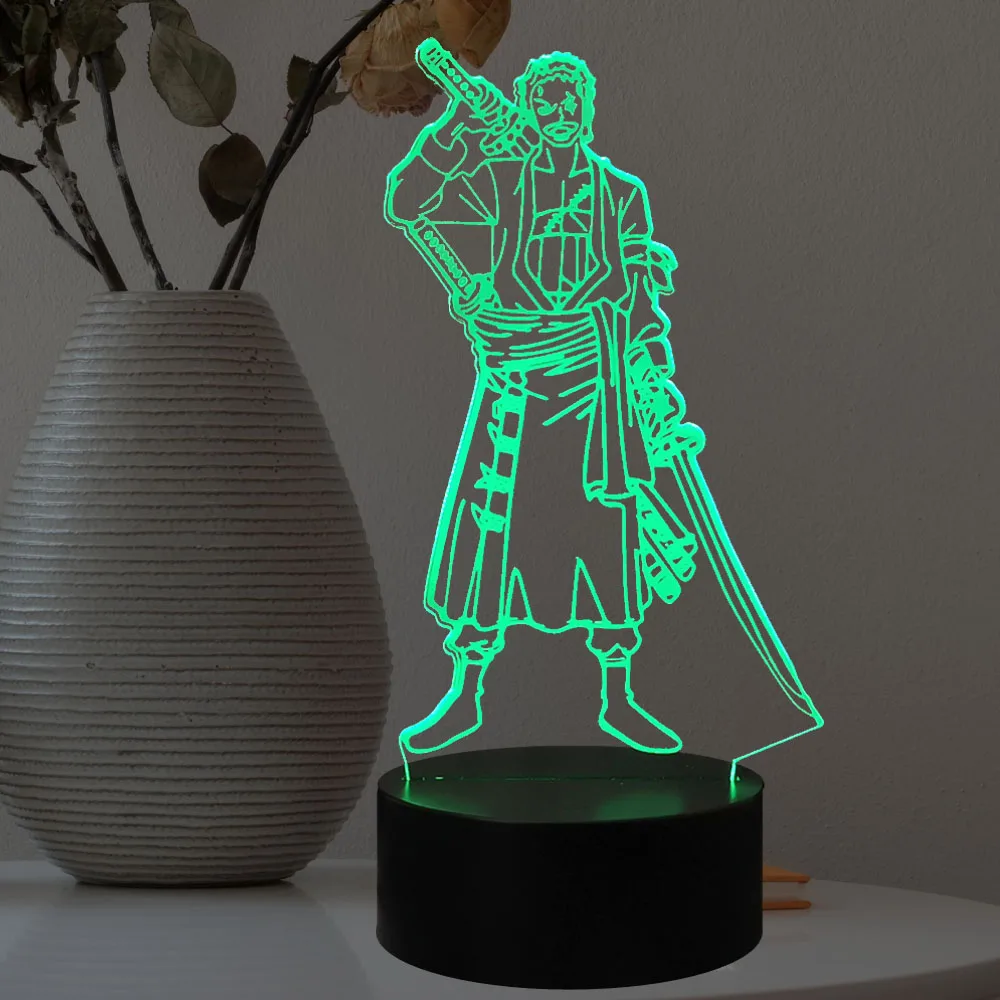 One piece Theme Luffy Bros Zoro Night Light For Boy Room LED Table Lamp ...