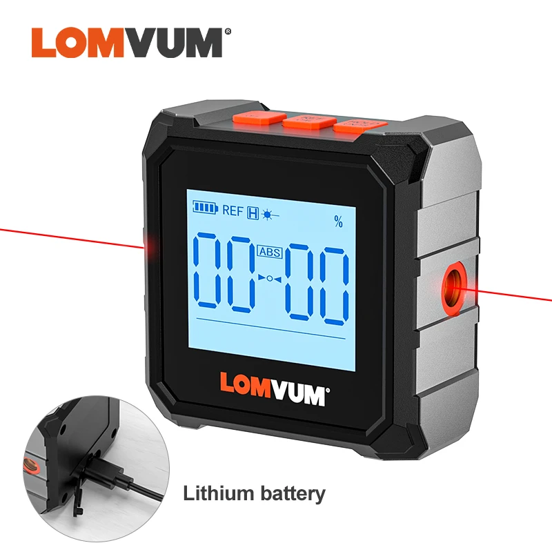 LOMVUM Digital Protractor Laser USB Inclinometer 360° Level Angel ...