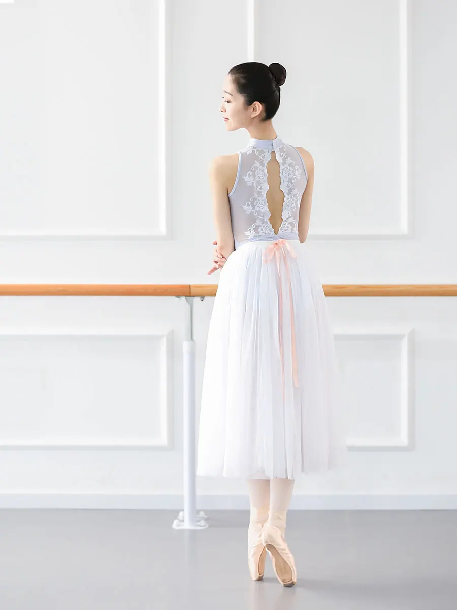Stand-up Collar Lace Embroidery Bodysuit Ballet Clothes Adult Ballet ...