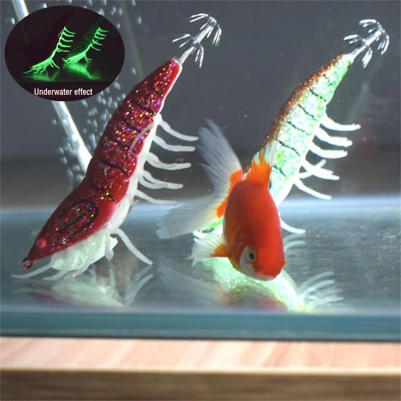 Luminous Fishing lure Fluorescent shrimp Double umbrella Squid hook ...
