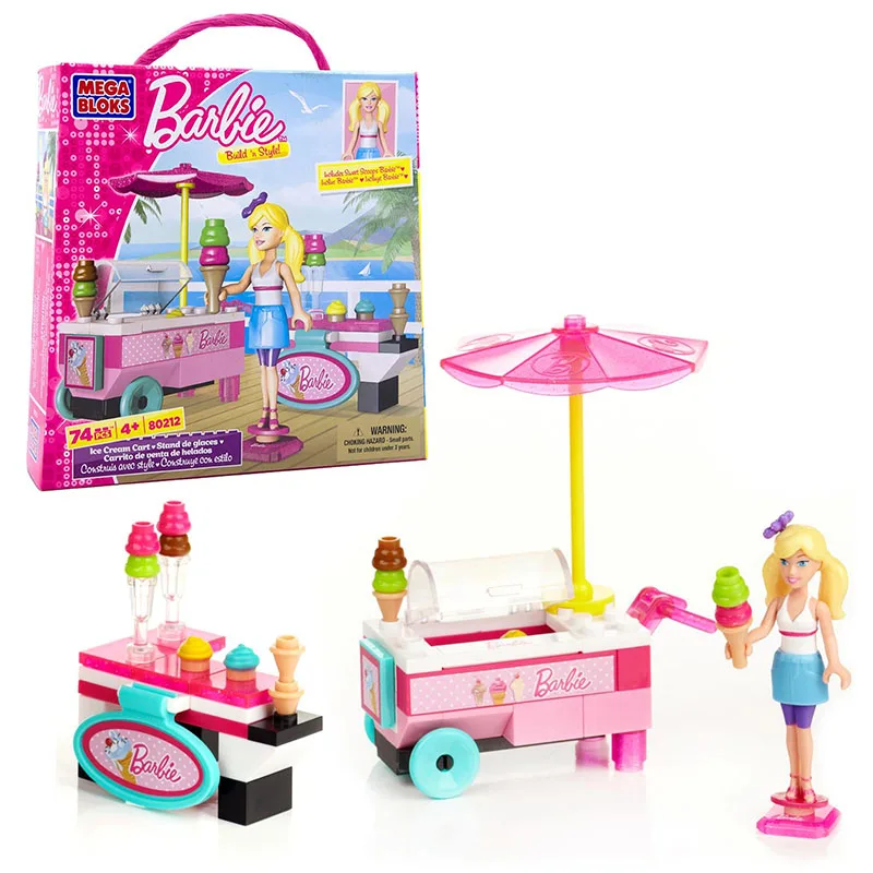 Mega Bloks Barbie Ice Cream Cart Barbie Doll Educational Toys Play ...