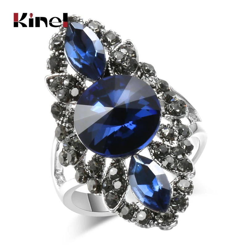 Rings Women Vintage Blue | Women Blue Stone Luxury Ring | Vintage Ring ...