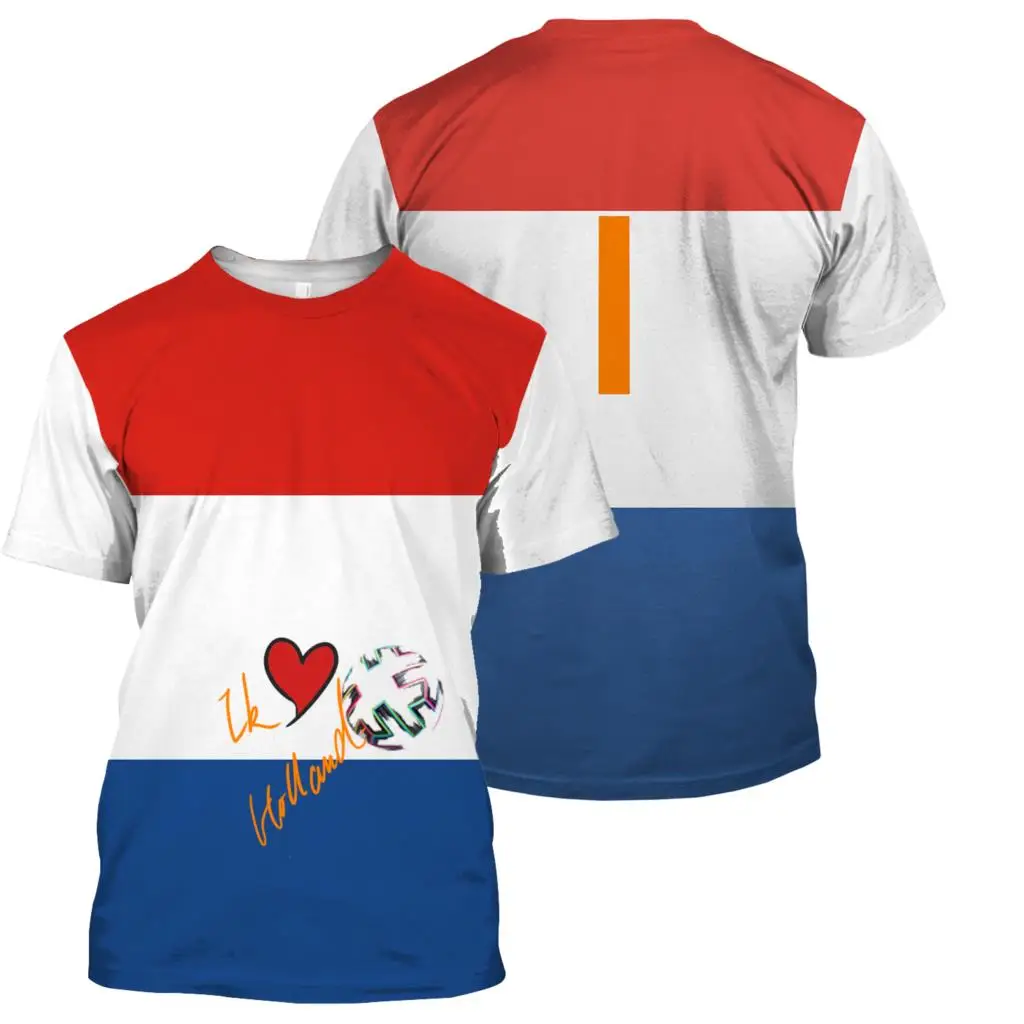 dutch team shirt 2021 New T-shirts Man Summer Sportswear Holland Flag ...