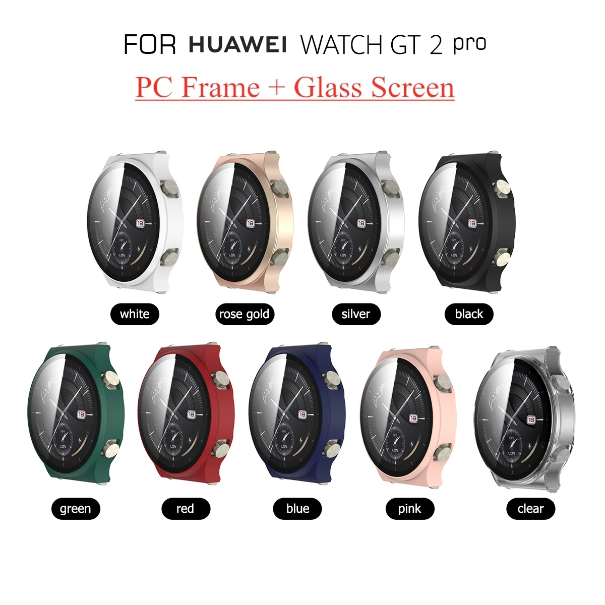 Protective-Case-For-Huawei-Watch-GT-2-Pro-ECG-Tempered-Glass-Screen ...