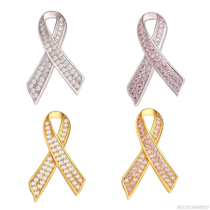 Rhinestone Badge Pink Ribbon Brooch Pins Breast Cancer Awareness Pin ...