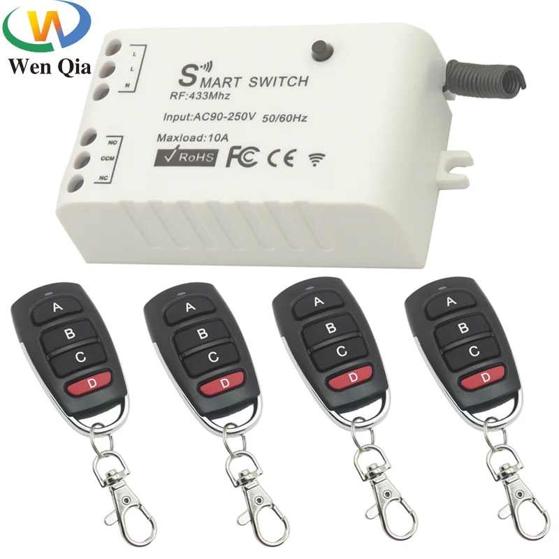 433Mhz-Universal-Wireless-Remote-Control-Lighting-AC90V-250V-10A-1CH-RF ...