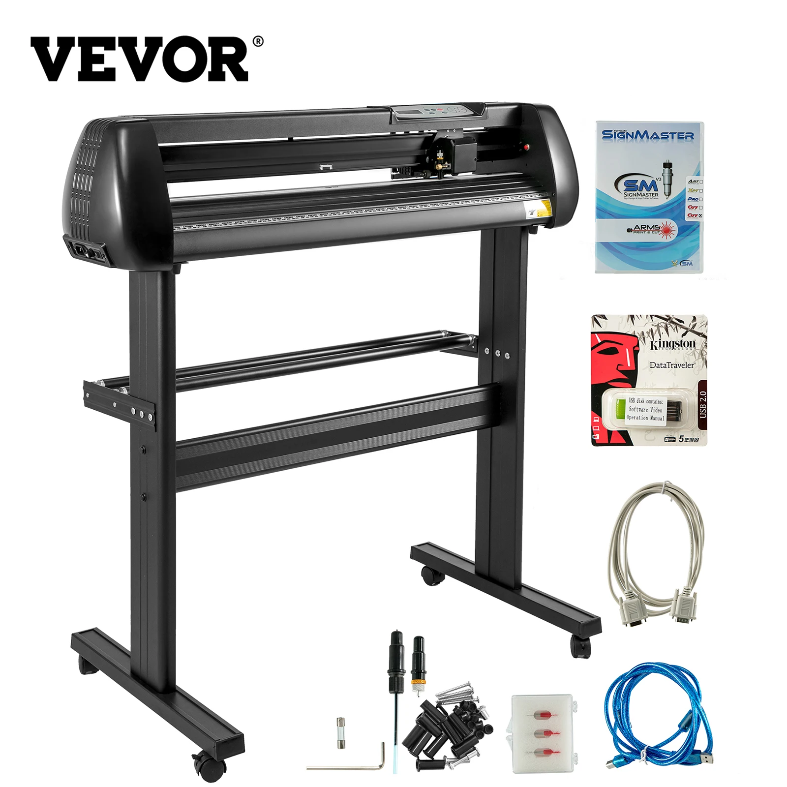 Vevor 34 Inch Vinyl Cutting Plotter Cutter Machine With 3 Blades & Signmaster Software Kit For ...