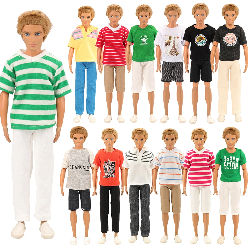 3-Pcs-Fashion-Casual-Wear-T-Shirt-Trousers-for-Ken-Summer-Outfit-Short ...