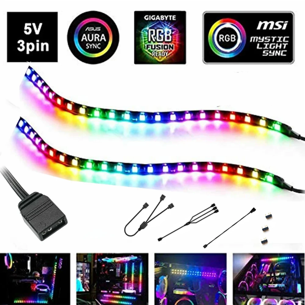 PC 컴퓨터 케이스용 LED 스트립 픽셀 라이트 5050, 주소 지정 가능, RGB 3 핀 LED 헤더, 메인 보드 패널 헤더, + 5V,DATA,GND, 5V ...