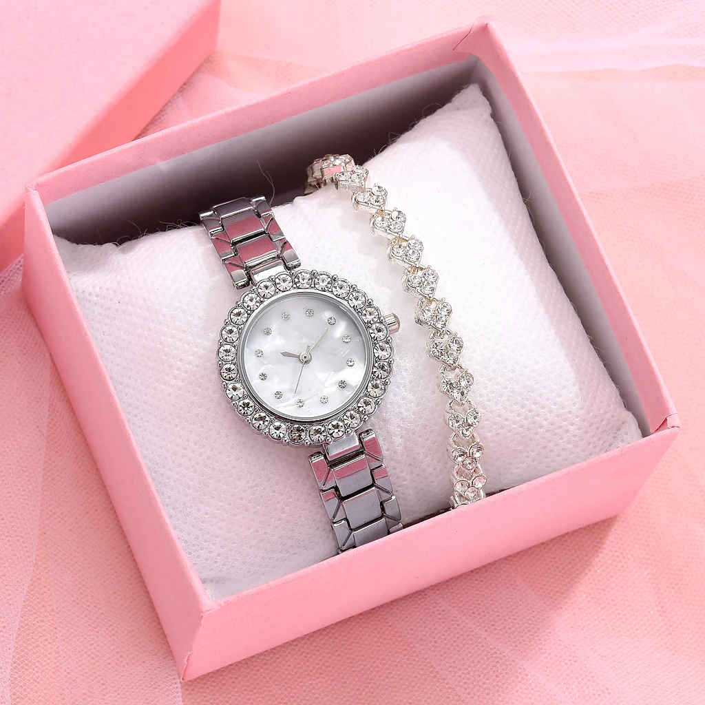 Reloj de lujo de oro rosa para mujer, pulsera de cuarzo con diamantes a ...
