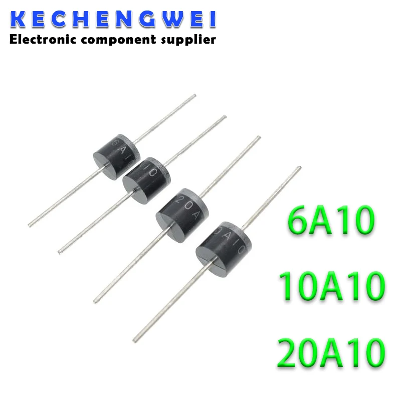10pcs 10A10 6A10 20A10 R-6 DIP 6A 10A 20A 1000V electrical Axial Rectifier Diode