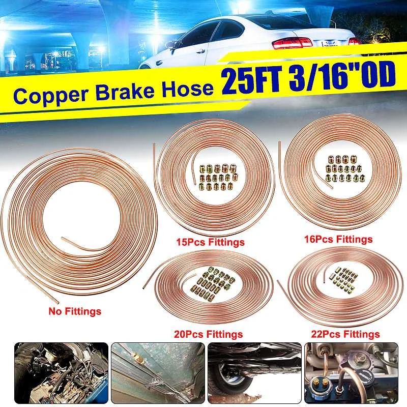 25ft 7.62m Roll Tube Coil of 3/16" OD Copper Brake Pipe Hose Line ...