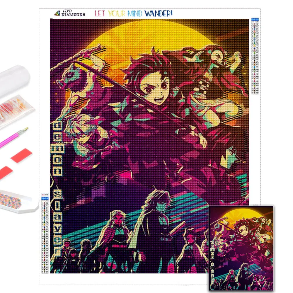DIY Diamond Painting Demon Slayer Anime Picture of Rhinestones Full ...