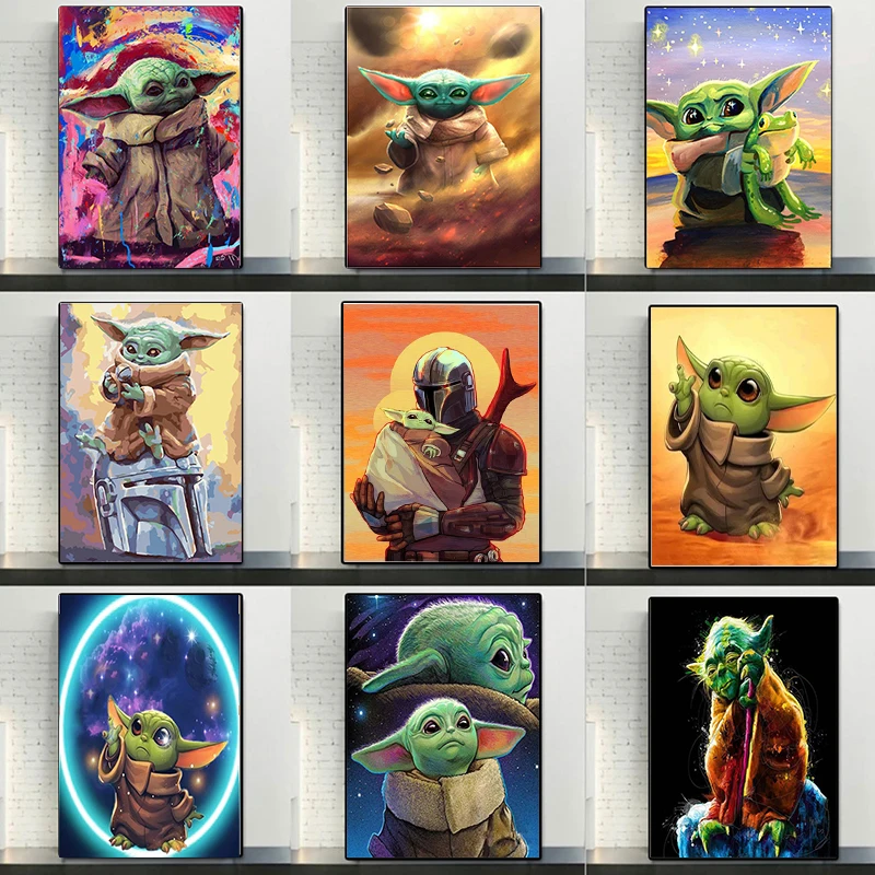 Disney-Star-Wars-Canvas-Painting-Wall-Art-TV-Play-The-Mandalorian-Baby ...