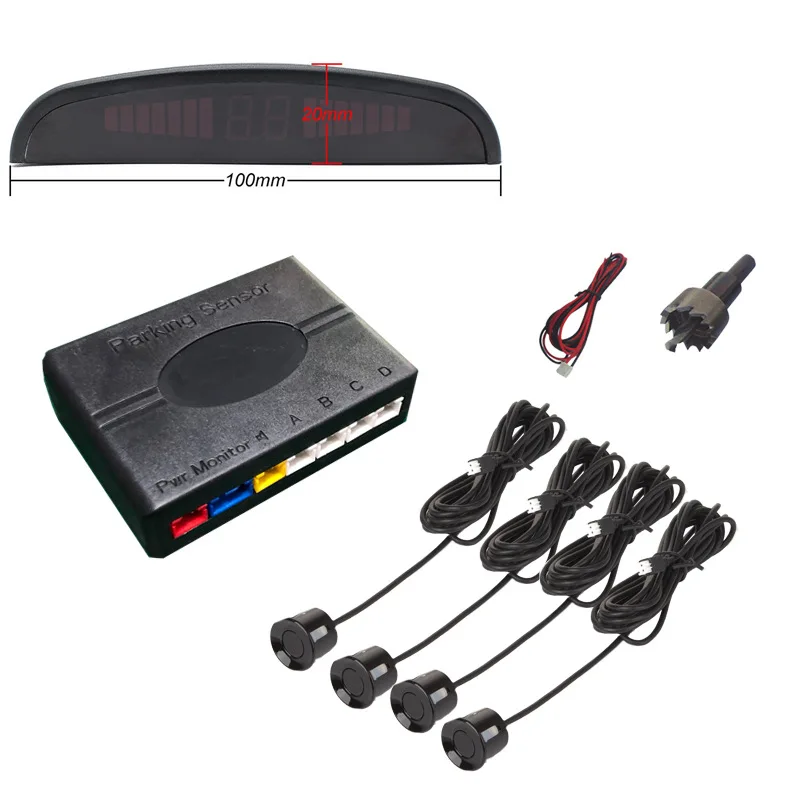 Car-Parking-Sensor-Kit-4-Buzzing-Led-Display-Beep-Parktronic-Radar ...