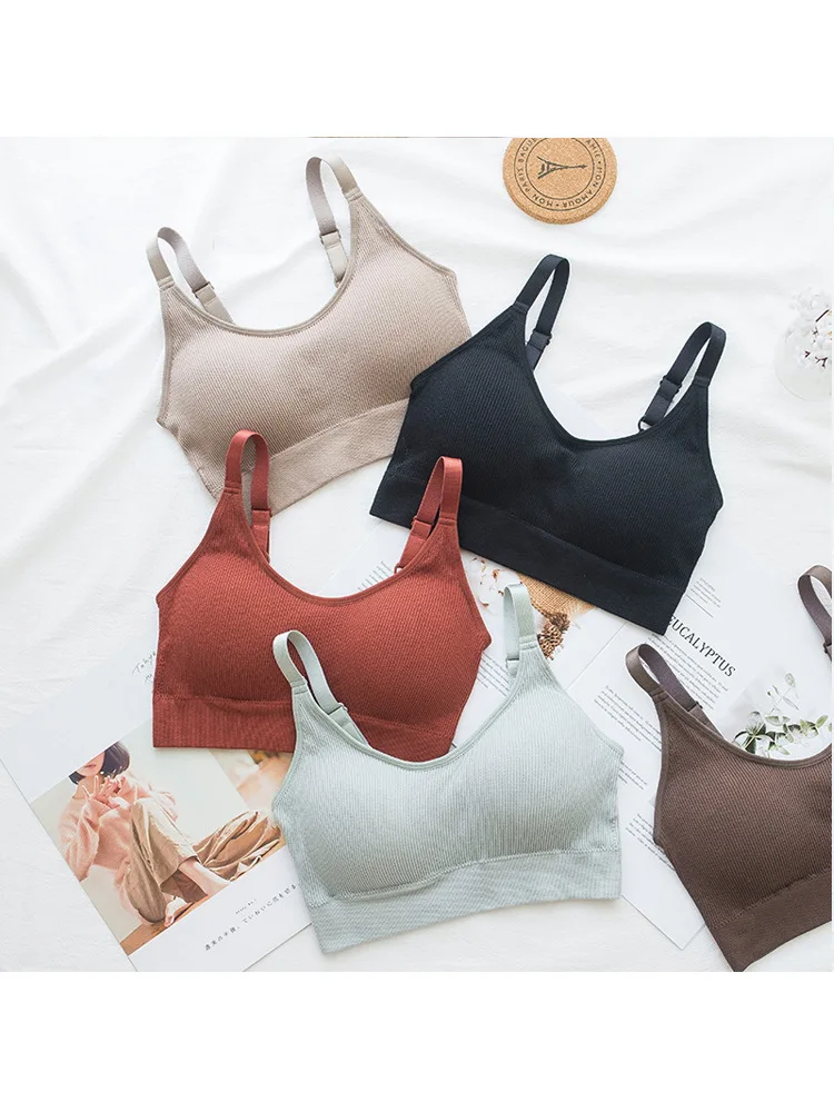 Screw Thread Wrapped Chest Beauty Back Shock Bra Without Rims Sleep ...