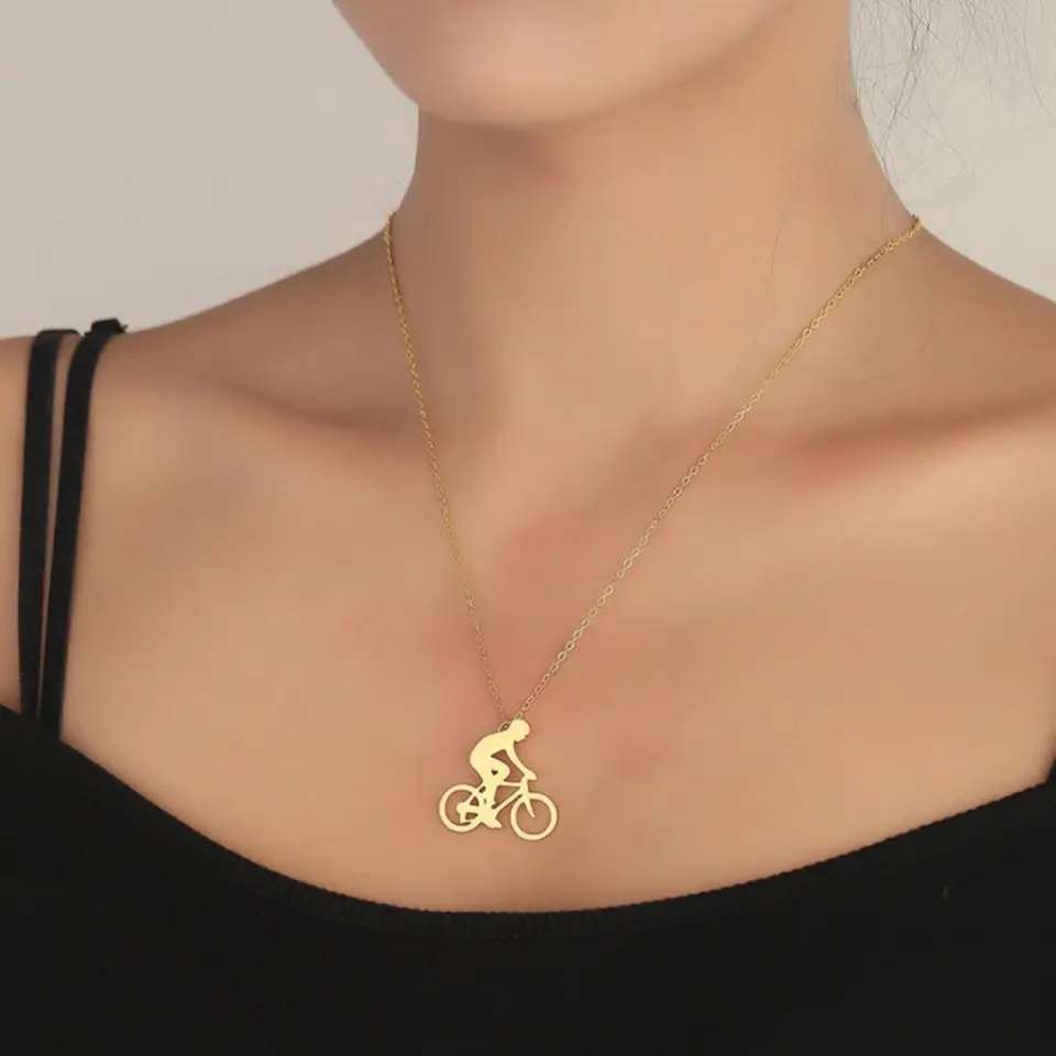 Stainless-Steel-Bicycle-Bike-Sport-Pendant-Necklaces-Cyclist-Choker ...