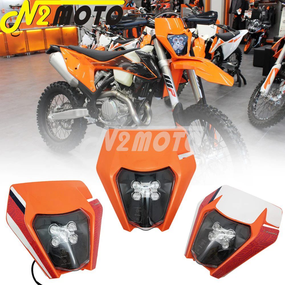 Dual-Racing-LED-Headlight-w-Light-Mask-Cover-Dirt-Bike-Enduro-12V-30W ...